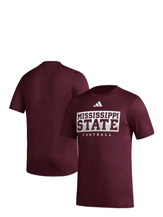 Adidas Mississippi State Bulldogs Football Practice Aeroready Pregame T-shirt - Maroon