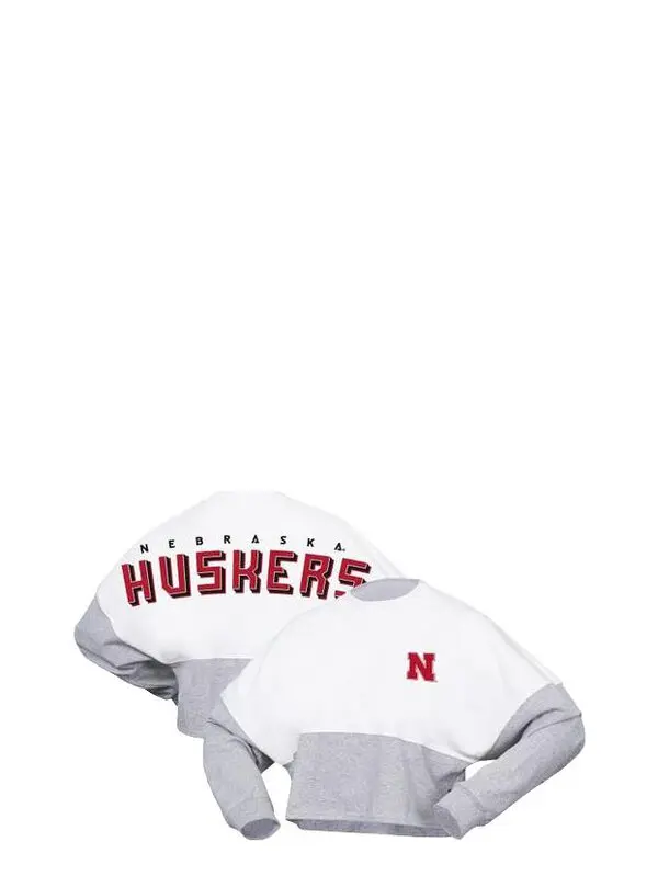 SPIRIT JERSEY Nebraska Huskers Cropped Long Sleeve Jersey T-shirt - White