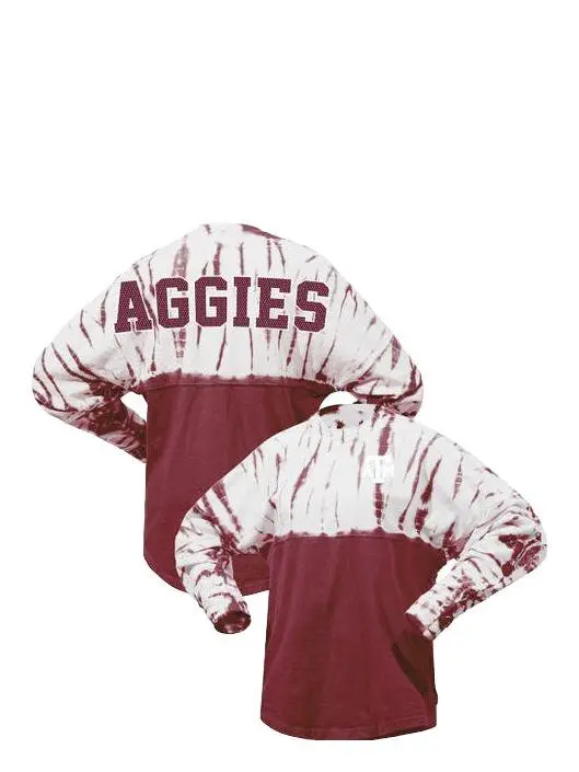 SPIRIT JERSEY Texas A&m Aggies Tie-dye Long Sleeve Jersey T-shirt - Maroon