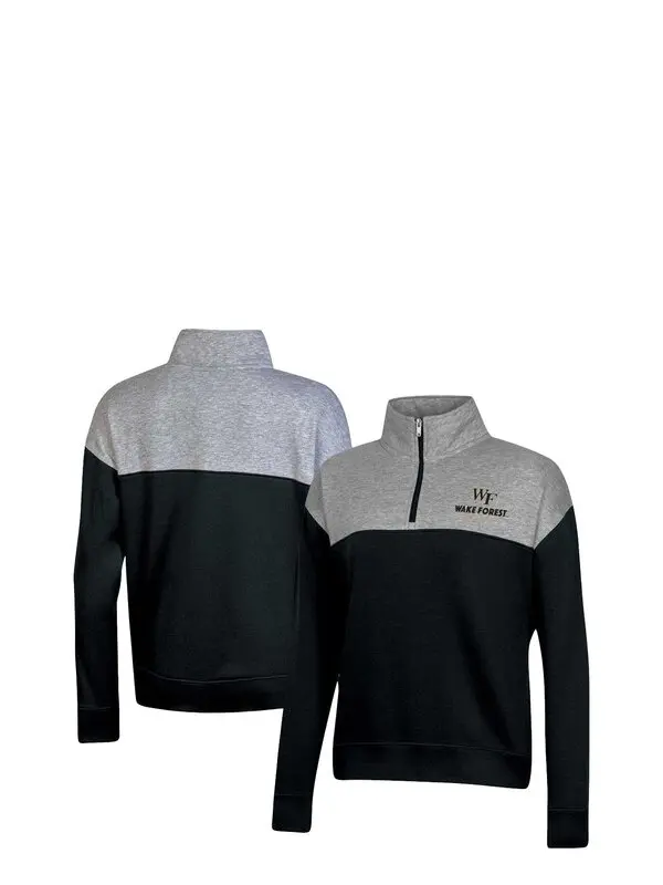 Champion Wake Forest Demon Deacons Color-blocked Quarter-zip Sweatshirt - Black