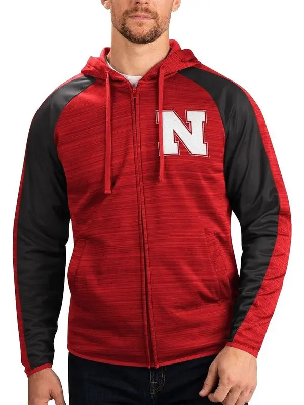 G-III SPORTS BY CARL BANKS Nebraska Huskers Raglan Full-zip Track Jacket Hoodie - Scarlet