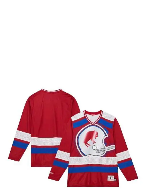 Mitchell & Ness Buffalo Bills Big Face 7.0 Long Sleeve Jersey T-shirt - Red