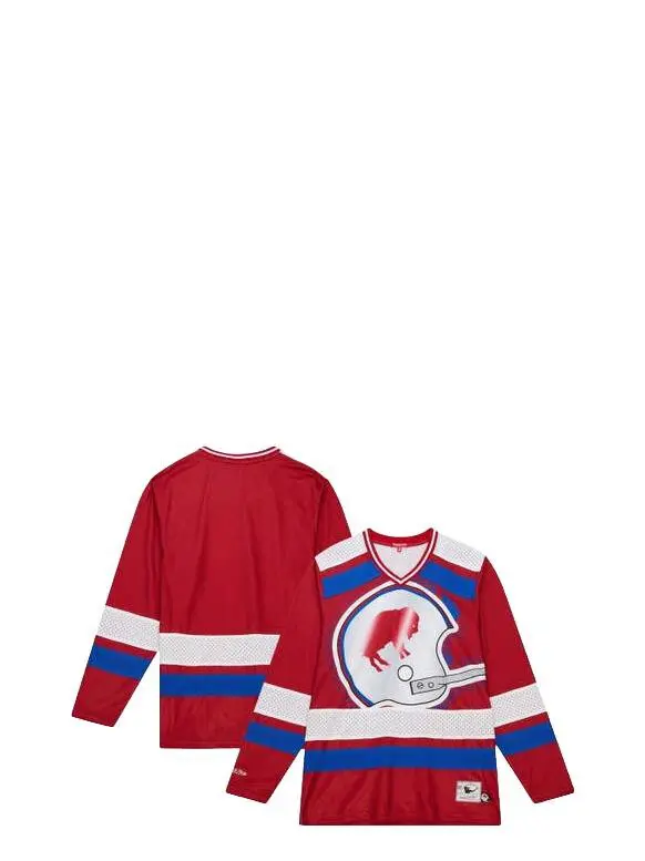 Mitchell & Ness Buffalo Bills Big Face 7.0 Long Sleeve Jersey T-shirt - Red