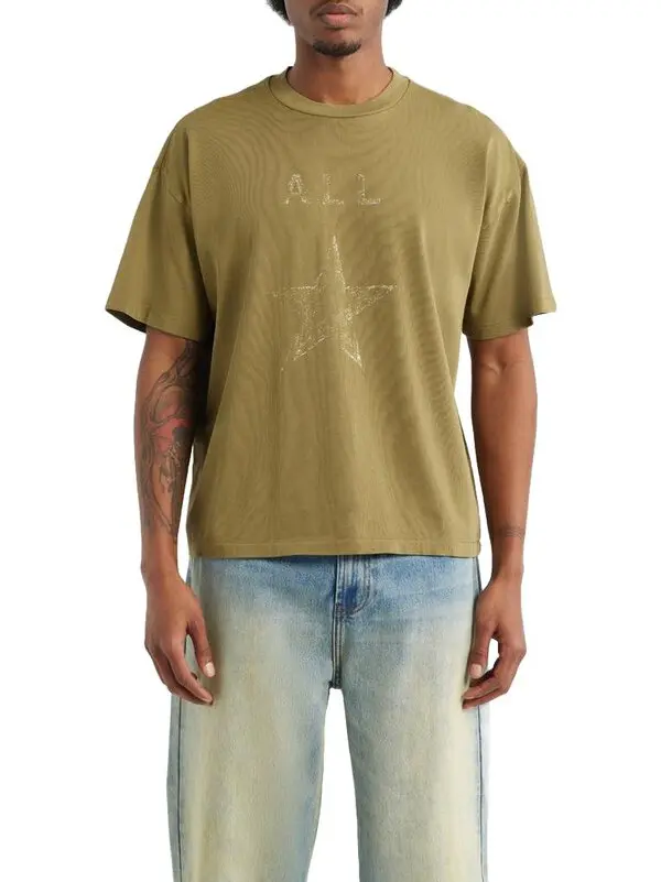 ELWOOD Crop Hill All Star Graphic T-shirt - Olive