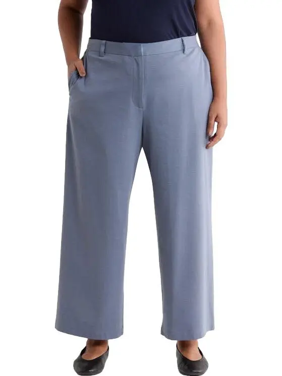 Eileen Fisher High-waisted Ankle Length Wide-leg Pants - Flint