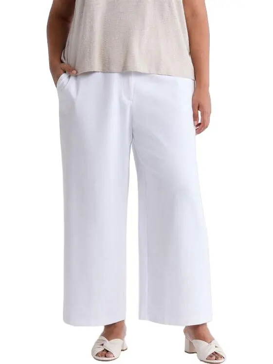 Eileen Fisher High-waisted Ankle Length Wide-leg Pants - White