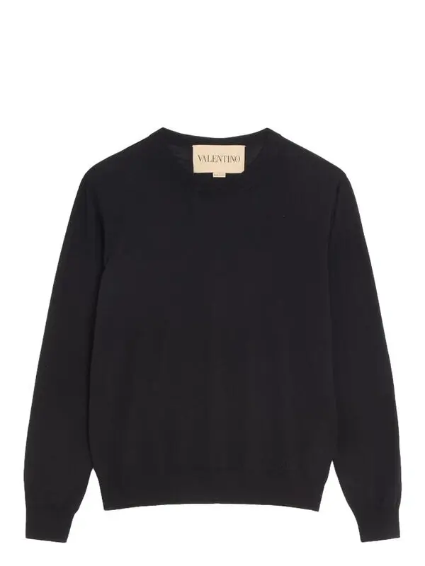 Valentino Garavani Wool Jumper With Vlogo Embroidery - Black