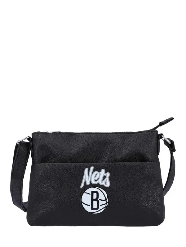 FOCO Brooklyn Nets Logo Script Crossbody Handbag - Black