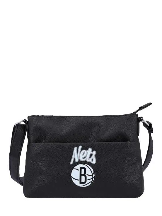 FOCO Brooklyn Nets Logo Script Crossbody Handbag - Black