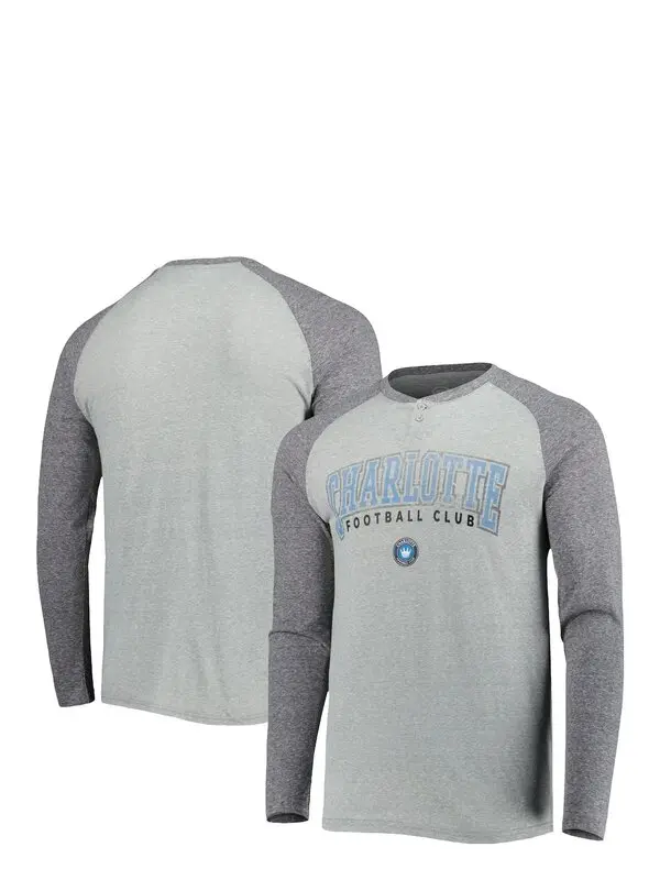 CONCEPTS SPORT Heathered Gray/heathered Charlotte Fc Ledger Raglan Long Sleeve T-shirt - Charcoal