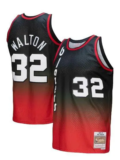 Mitchell & Ness Bill Walton /black Portland Trail Blazers 1976/77 Hardwood Classics Fadeaway Swingman Player Jersey - Red