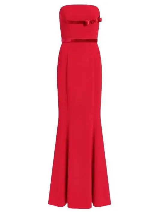 Jenny Packham Pamela Bow-detail Strapless Maxi Dress - Chilli Red