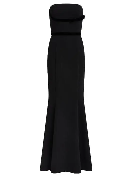 Jenny Packham Pamela Bow-detail Strapless Maxi Dress - Liquorice