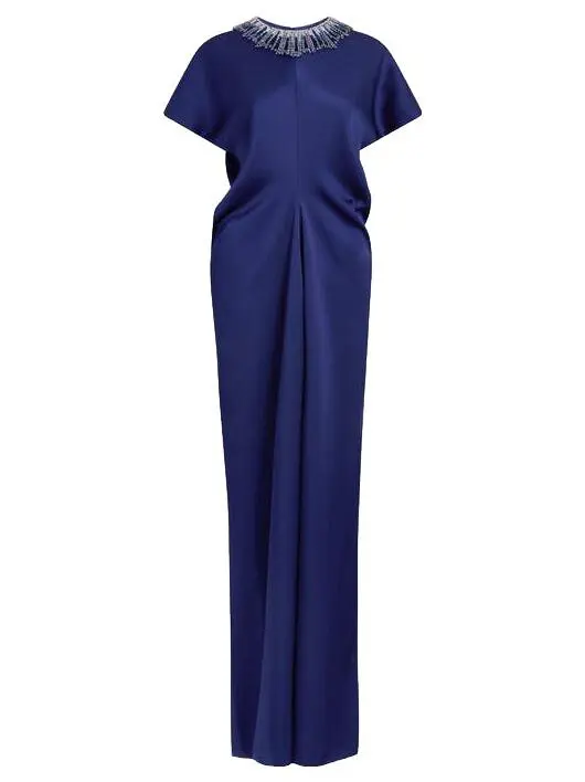 Jenny Packham Novak Embellished-collar Maxi Gown - Abyss Blue