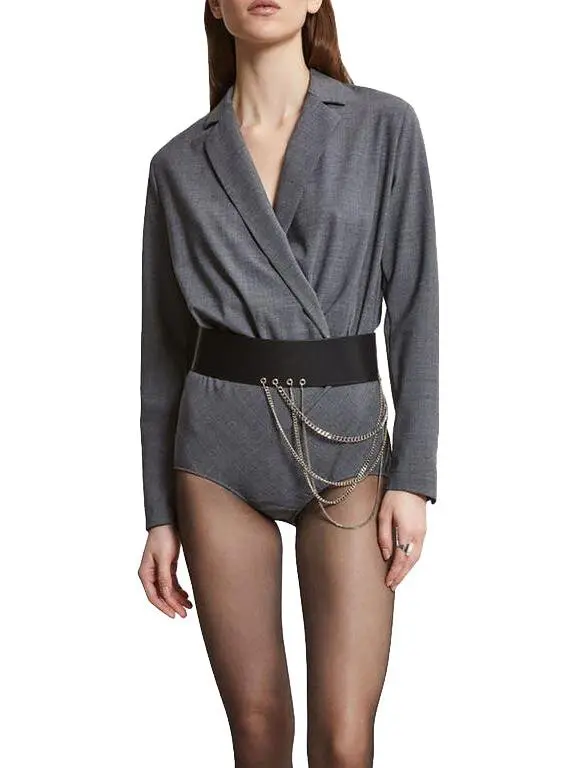 OTTOD'AME Long Sleeve Criss-cross Neckline Body - Grey