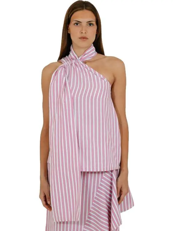 VALENTINA GORDON Cloud Top - White And Pink Stripes