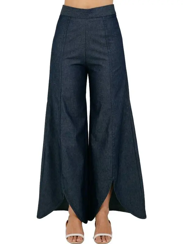 VALENTINA GORDON Flow Wide-leg Denim Pants - Dark Denim