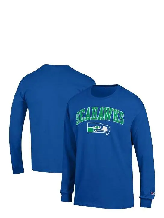 Champion Seattle Seahawks Arch Over Logo Long Sleeve T-shirt - Royal