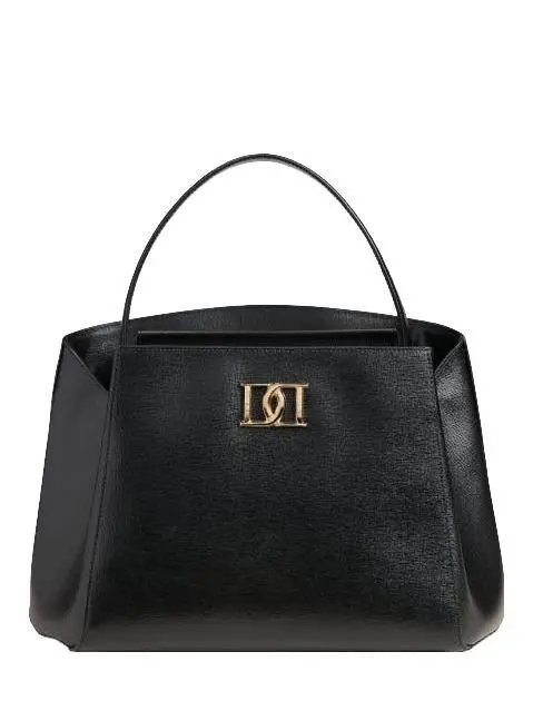 DESERI Rosa Handbag In Saffiano Leather With Gold-tone Hardware - Black