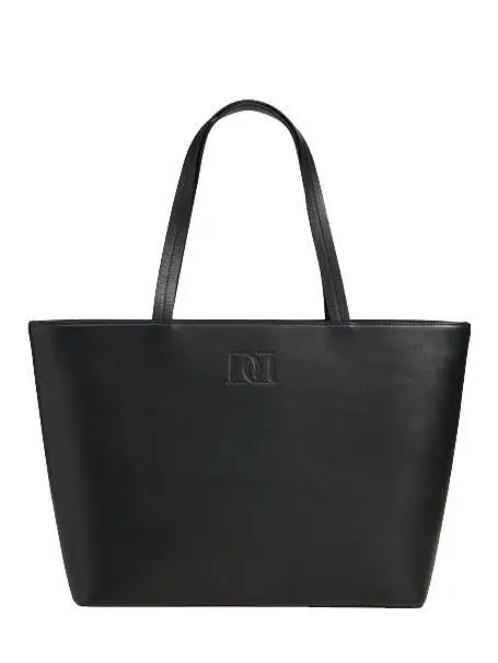 DESERI Maya Tote In Premium Calf Leather With Gold Tone Hardware - Black
