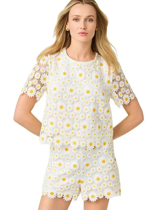LILLY PULITZER Louise Lace Top - Resort White Fresh As A Daisy Lace