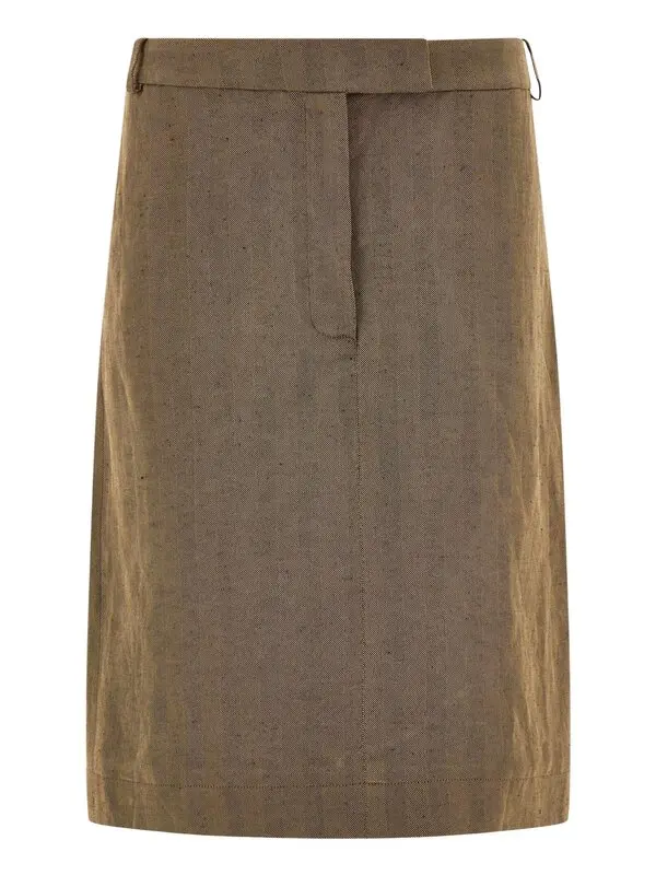 FERRAGAMO Knee-length Herringbone Skirt - Brown