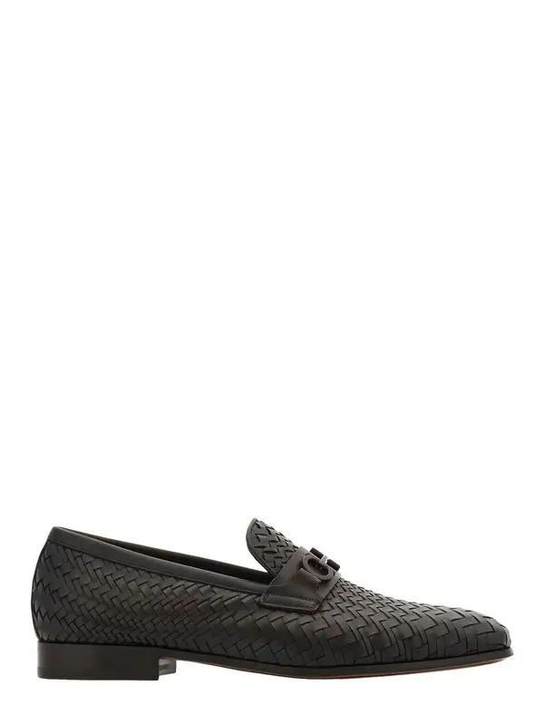 FERRAGAMO Moccasin With Braid And Gancini Ornament - Brown