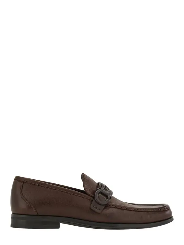 FERRAGAMO Moccasin With Gancini Ornament - Brown