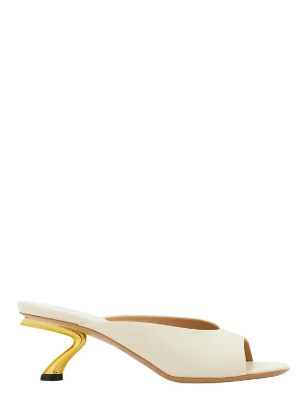 FERRAGAMO S-shaped Heel Slide - Beige