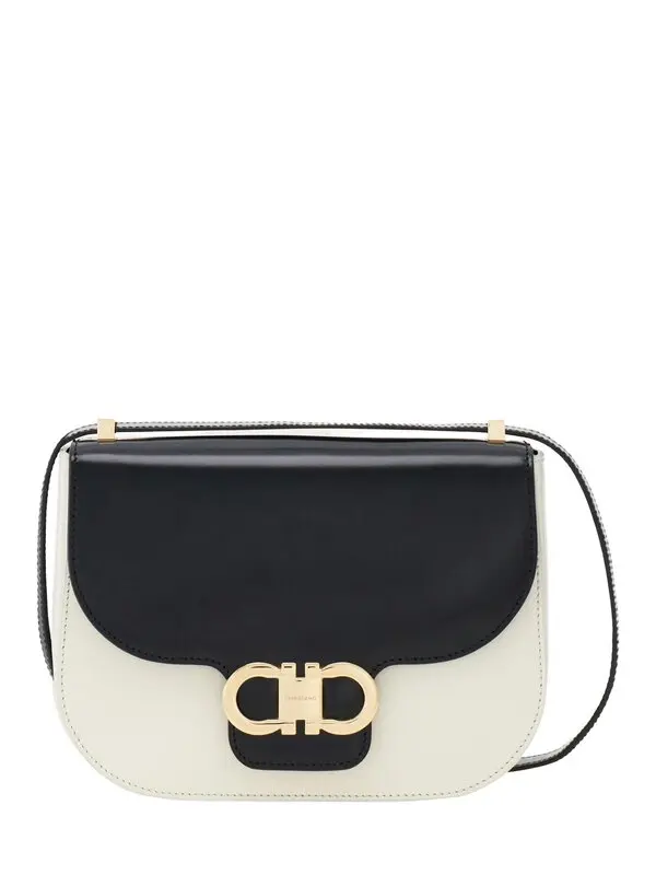 FERRAGAMO Double Gancini Crossbody Bag - Black