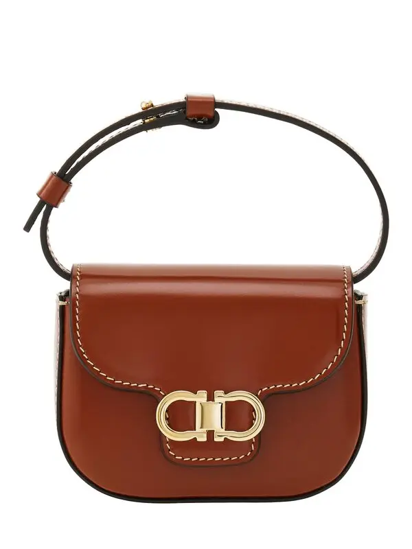 FERRAGAMO Double Gancini Crossbody Bag - Brown