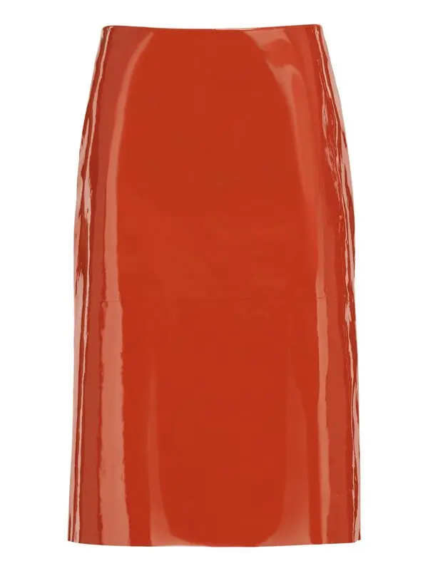 FERRAGAMO Pencil Skirt In Patent Leather - Orange