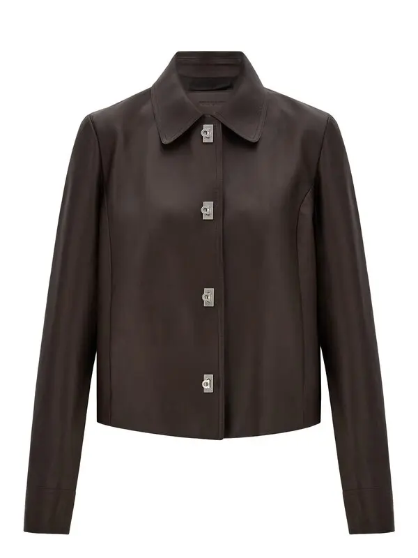 FERRAGAMO Boxy Nubuck Jacket - Brown