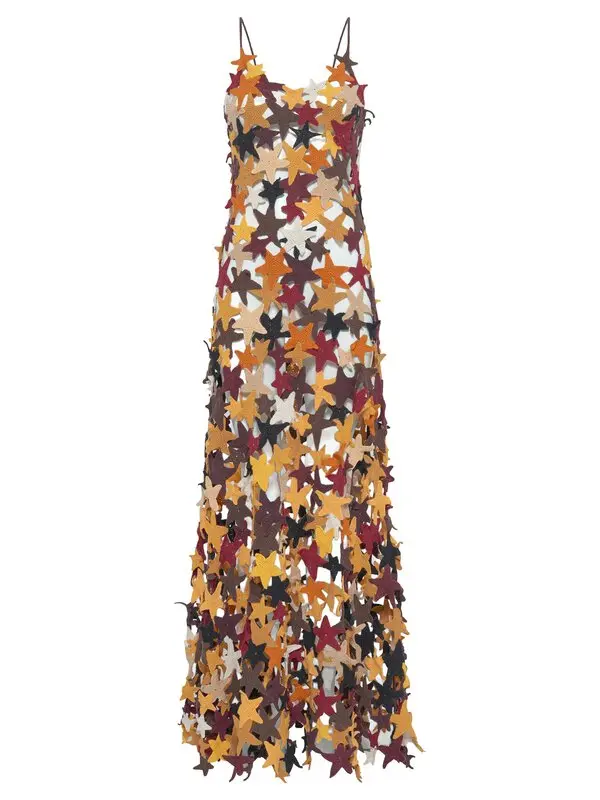 Gabriela Hearst Yeshara Crochet Stars Maxi Slip Dress - Multi