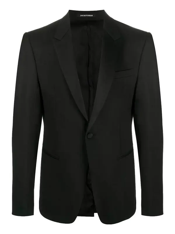 Emporio Armani Single-breasted Wool Suit Jacket - Black