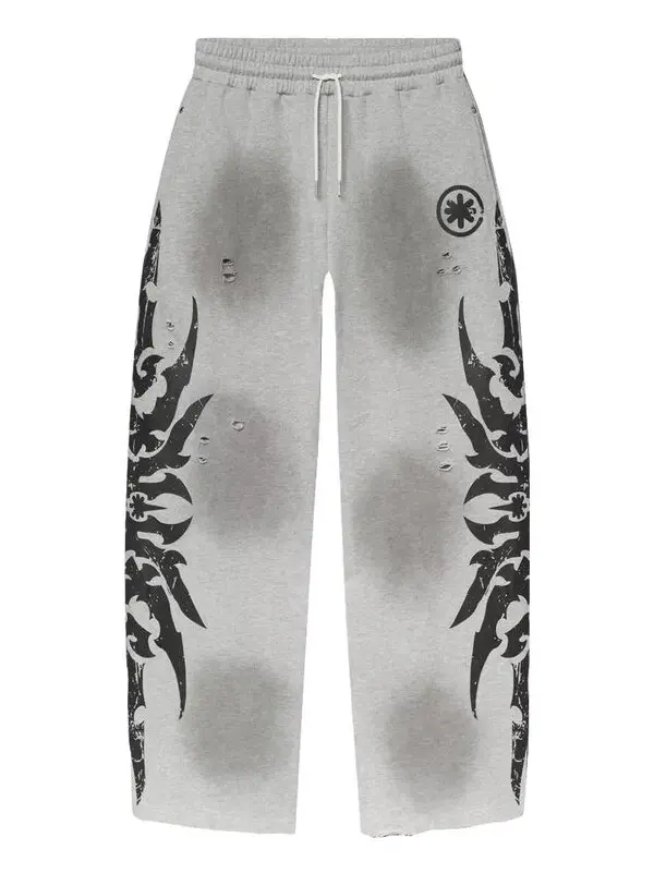 LOSTSHDWS Acid-wash Graphic-print Track Pants - Grey