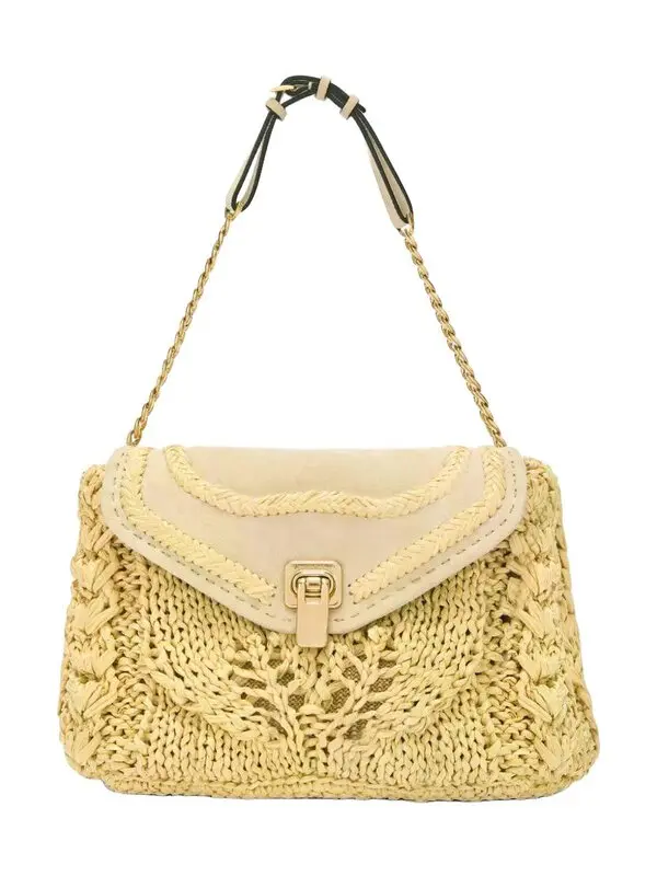 Ermanno Scervino Joy Raffia And Suede Shoulder Bag - Yellow