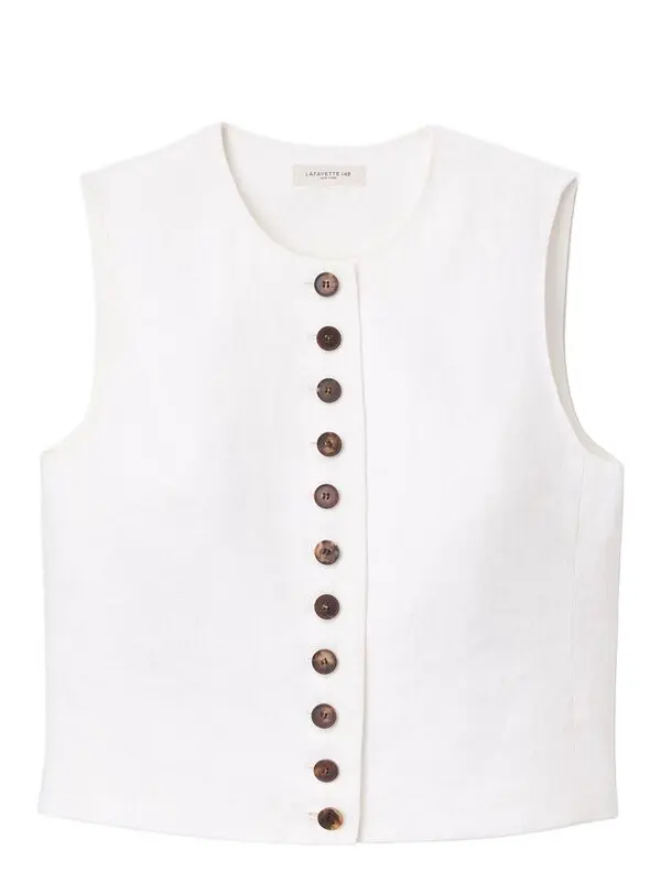 Lafayette 148 New York Linen Sleeveless Blouse - White