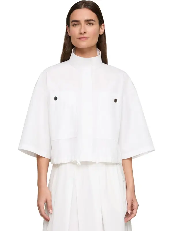 Lafayette 148 New York Organic Cotton Poplin Oversized Shirt Jacket - White