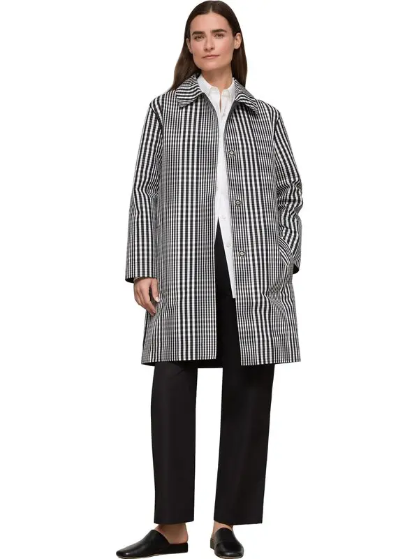 Lafayette 148 New York Plaid Cotton Reversible Coat - Black Multi