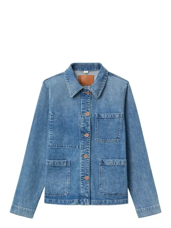 Lafayette 148 New York Denim Patch Pocket Jacket - Faded Skyline