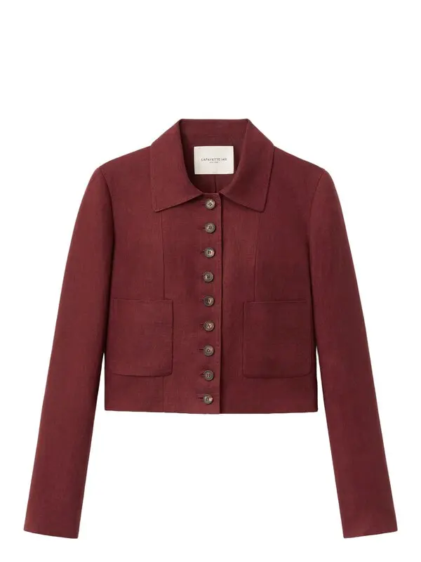 Lafayette 148 New York Linen Patch Pocket Jacket - Rosewood