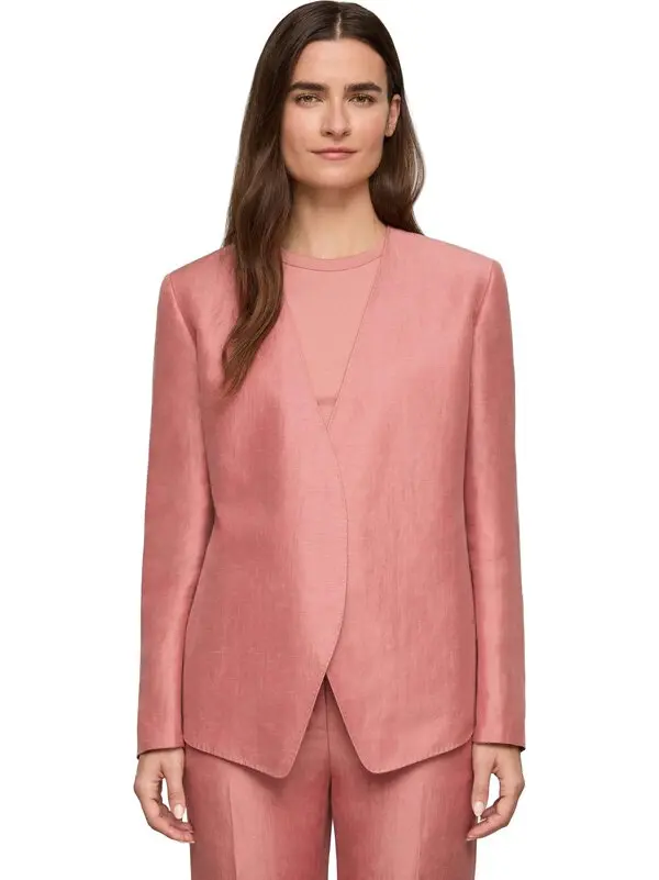 Lafayette 148 New York Linen-viscose Blazer - Dahlia
