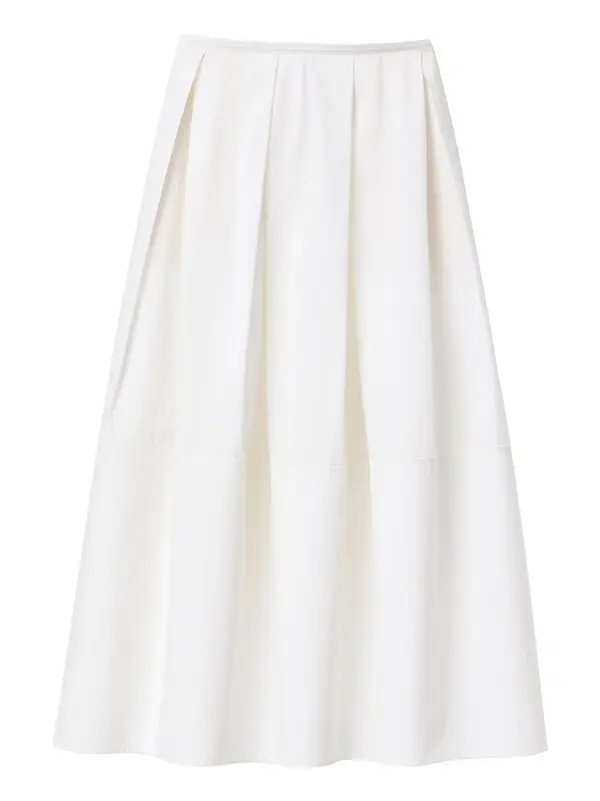Lafayette 148 New York Organic Cotton Poplin A-line Midi Skirt - White