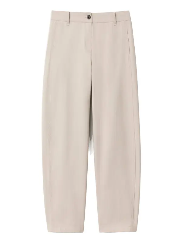 Lafayette 148 New York Cotton Twill Barrel Leg Ankle Pants - Cement