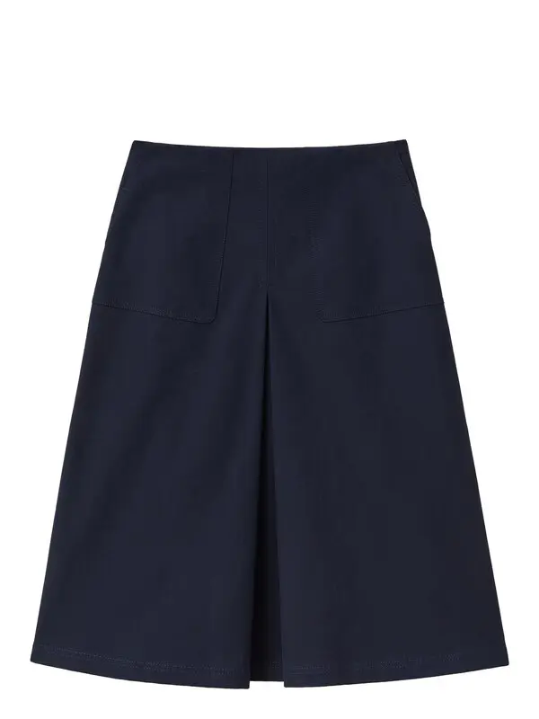 Lafayette 148 New York Cotton Twill A-line Midi Skirt - Blue Ink