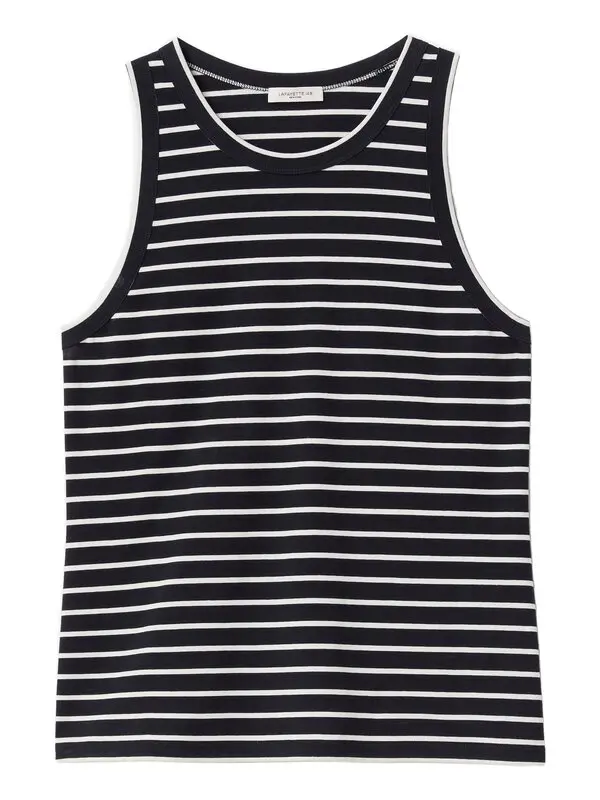 Lafayette 148 New York Stripe Cotton Rib Racerback Tank - Ink Multi