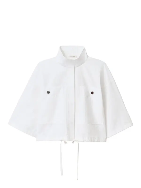 Lafayette 148 New York Organic Cotton Oversized Shirt Jacket - White