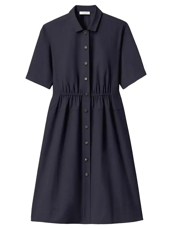 Lafayette 148 New York Organic Cotton A-line Shirt Dress - Blue Ink