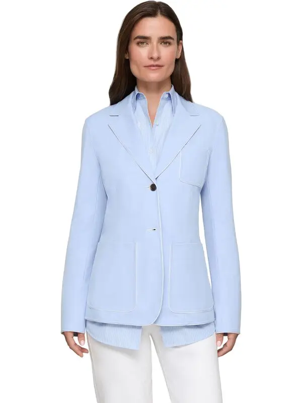 Lafayette 148 New York Cotton Twill Tailored Blazer - Skyline Blue